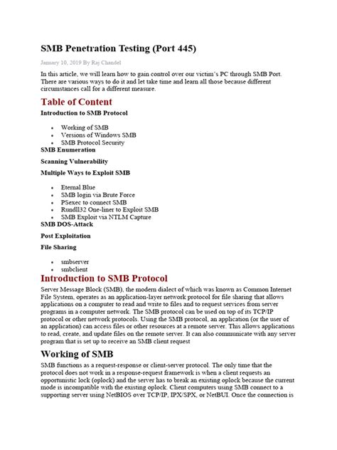 Smb Penetration Testing Pdf Network Protocols Telecommunications