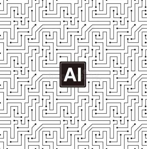 Microchip In The Circuit Board Artificial Intelligence Concept Vector Illustration Stock