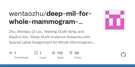 Github Wentaozhu Deep Mil For Whole Mammogram Classification Zhu Wentao Qi Lou Yeeleng