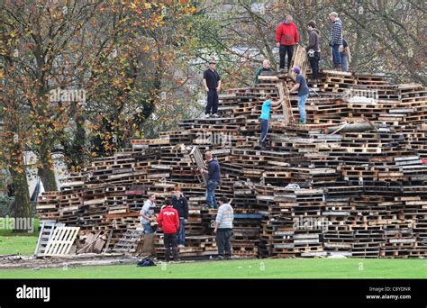 Members Of Waterloo Bonfire Society Build There Massive Bonfire Ahead