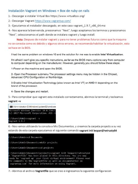 Instalación Vagrant En Windows Rails Pdf Informática Software