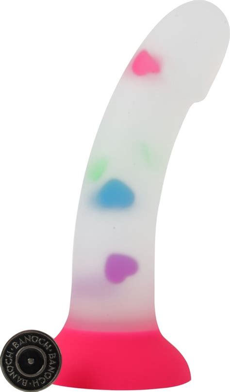 Banoch Dildo Heart Siliconen Glitter Hart Met Roze Zuignap 17 Cm Lang Ø 34 Cm