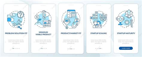 Blue Mobile App Screen Showing Phases Of Startup Onboarding Lifecycle Vector Vector Market
