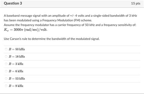 Solved A Baseband Message Signal With An Amplitude Of Chegg