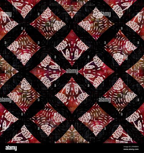 Seamless Dark Check Mosaic Block Print Background Boho Ethnic Soft