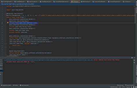 Error Cannot Find Setter For Field Private Final Javautiluuid Id