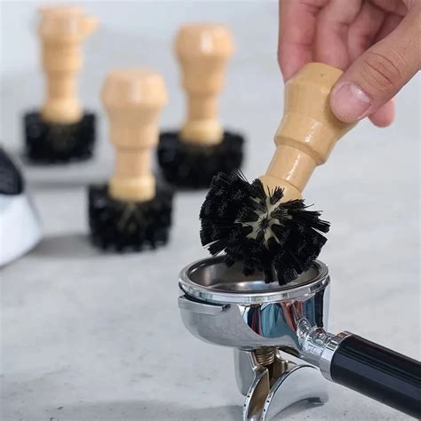 휴대용 커피 탬퍼 청소 브러시 에스프레소 연마기 기계 헤어 우드 더스팅 클리너 바리스타 주방 도구 51mm 티몬