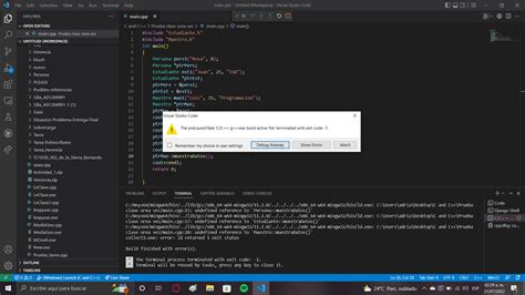 c error the prelaunchtask build terminated with exit code 1