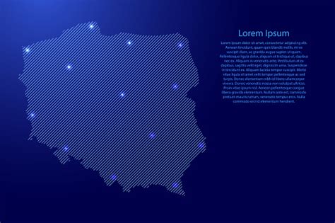 파란색 패턴의 폴란드지도는 평행선과 빛나는 우주 별 격자를 기울입니다 벡터 그림입니다 0명에 대한 스톡 벡터 아트 및 기타 이미지 0명 곧은 기울어진 Istock