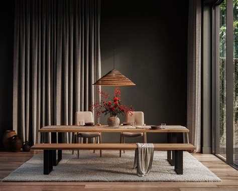 dining table 3d rendering for manufacturer on behance