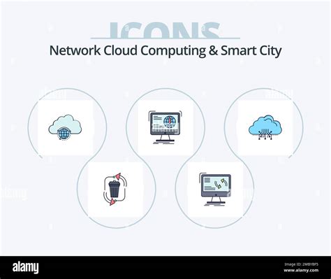 Network Cloud Computing And Smart City Line Filled Icon Pack 5 Icon Design Network Computing