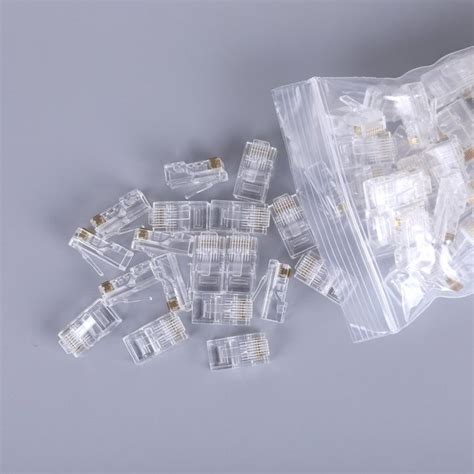 10 Pcs Rj45 Ethernet Cable Network Connector Heads Gold Pins Module Cat5 Cat5e Cat6 Plug 8
