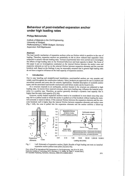 PDF Behaviour Of Post Installed Expansion Anchor Under High Loading Rates