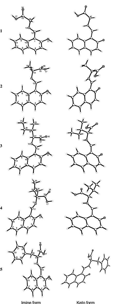The Dft Optimized Structures Of The Tautomers Of Schiff Bases 1