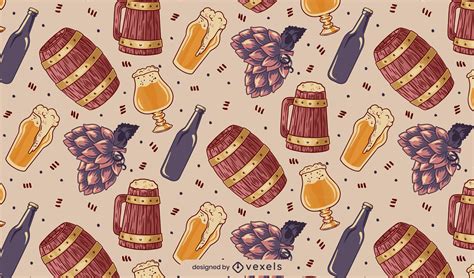 Beer Elements Pattern Design Vector Download