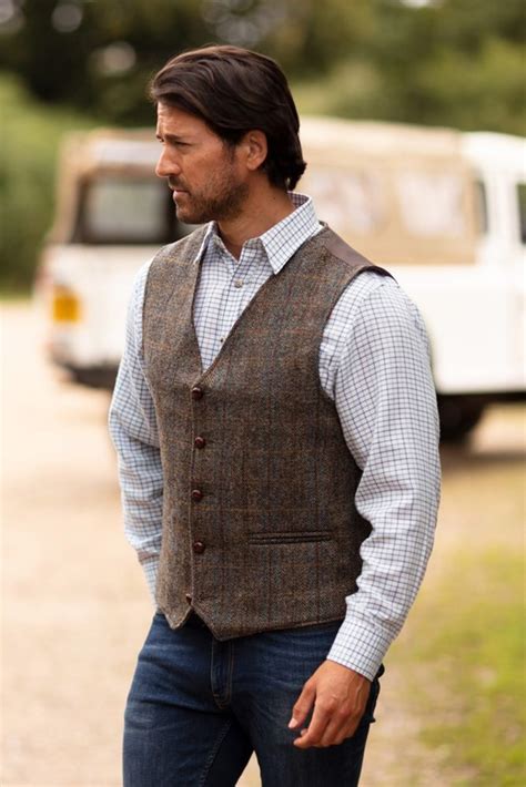 Mens Classic Scottish Harris Tweed Brown Waistcoat For Etsy Uk