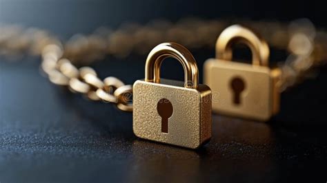 Two Golden Padlocks Strung Together With A Chain Symbolize Safety Generative Ai Illustration