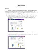 Physics 2 Lab Example 2 Docx Physics 2 Lab Example Lab 7 Capacitor Combinations Introduction