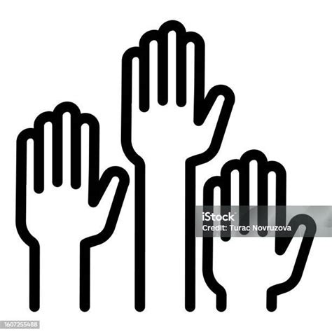 손은 라인 아이콘 교육 개념 흰색 배경에 공기 기호로 손을 올리고 개요 스타일의 모바일 개념 웹 디자인으로 팔 아이콘을 올렸다 벡터 그래픽 개념에 대한 스톡 벡터 아트 및