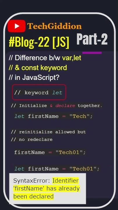 Blog22 Js Part 2 Javascript Keyword Var Let And Const With Live Examples