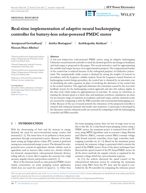 PDF Realtime Implementation Of Adaptive Neural Backstepping Controller For Batteryless Solar