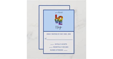 Love Blue Themed Same Sex Wedding Rsvp Card Zazzle