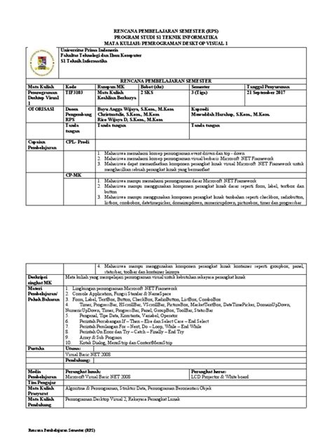 Rps Pemrograman Desktop Visual 1 Teori Pdf