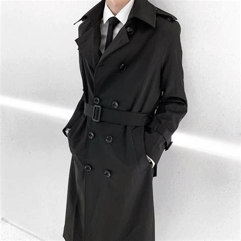 Trench Coat（black） ブラックトレンチコート 肩章 トレンチコート