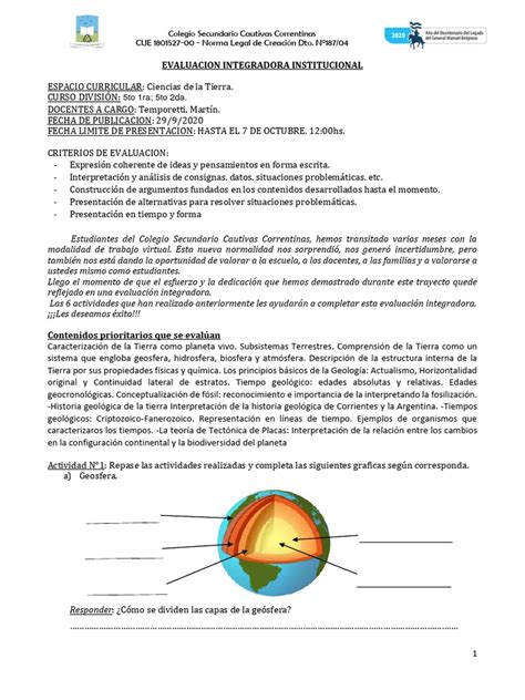 Eval Int Cs De La Tierra Pdf Ciencias De La Tierra