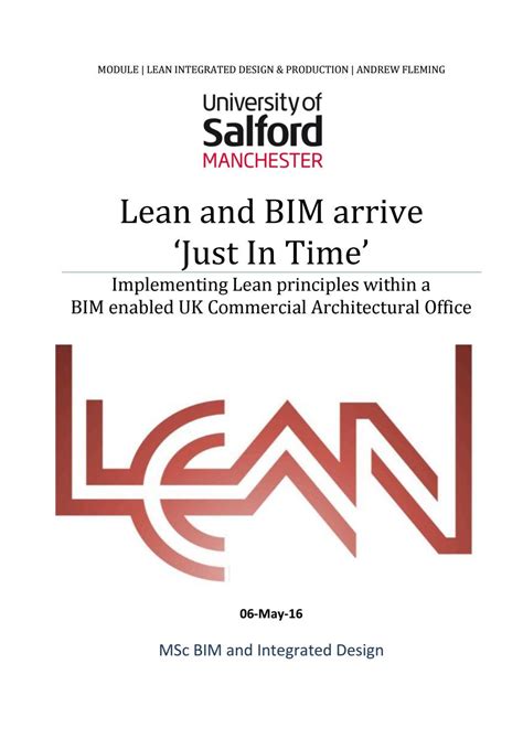 Implementing Lean Design And Construction With Bim By Iftikhar Ismail Bsc Hons Msc Miet Issuu