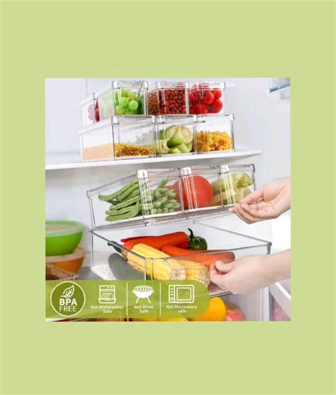 10 Pack Refrigerator Pantry Organizer Bins Stackable Fridge Bins With Lids Clear Plastic For
