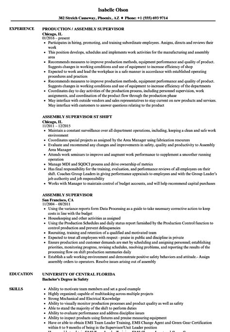 Floor Assembly Supervisor Job Description