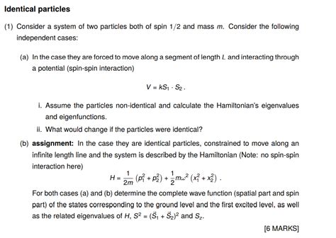 Solved Identical Particles 1 Consider A System Of Two Chegg Com