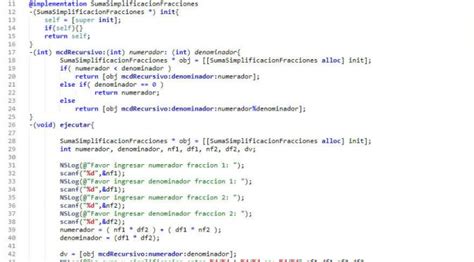 POO Objective C Suma Y Simplificacion De Fracciones Tutorias Co
