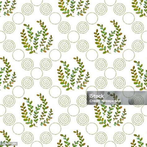 원형 식물이 있는 매끄러운 꽃 무늬 녹색 노란색 파란색 색상 흰색 배경입니다 마름모 장식 가리기에 대한 스톡 벡터 아트 및 기타