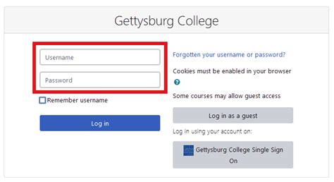 Logging Into Moodle Undergraduate Programs Gettysburg College It