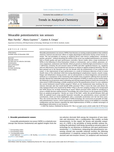 Pdf Wearable Potentiometric Ion Sensors