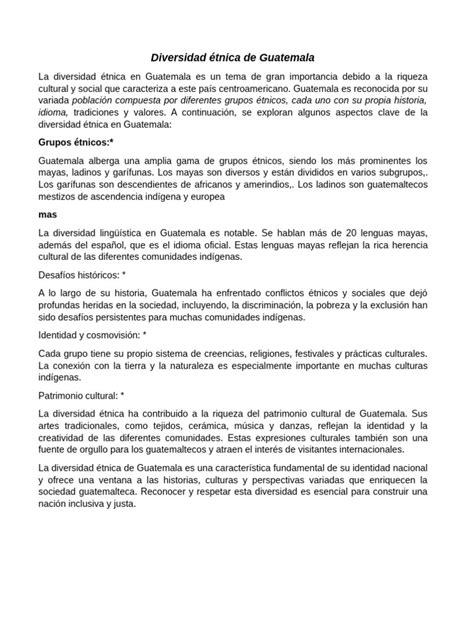 Diversidad Étnica En Guatemala Pdf Guatemala Etnicidad