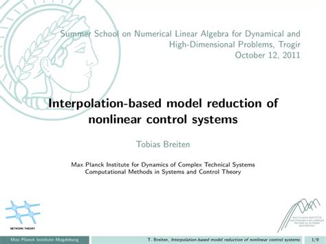 Ppt Interpolation Based Model Reduction Of Nonlinear Control Systems Powerpoint Presentation