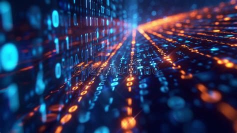 Glowing Binary Code Streaming Across A Dark Abstract Cyberspace Stock Image Image Of Code