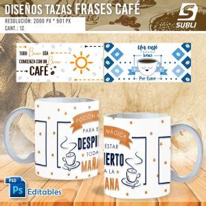 Diseños Plantillas Para Sublimar Tazas Frases Café Subliplantillas