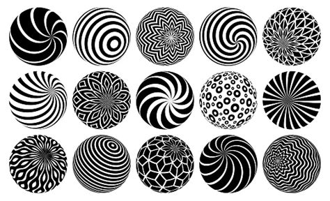 추상 구벡터 세트 패턴으로 장식 된 공의 컬렉션 장식품 컬렉션3d 혼합 다양한 글로브 로고에 유용한 단색 흑백 3차원 형태에 대한 스톡 벡터 아트 및 기타 이미지 Istock