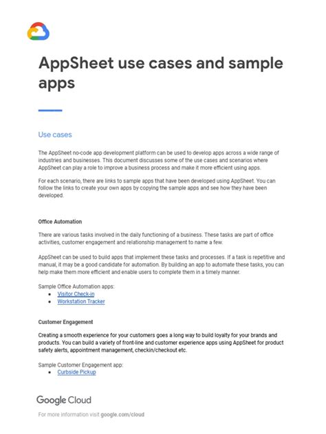 appsheet use cases and sample apps pdf mobile app automation