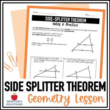 Side Splitter Theorem Geometry Lesson Guided Notes Homework Exit Card