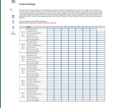 Solved 10Problem 9 16 Algo 6 76pointsOne Unit Of A Is Chegg Com
