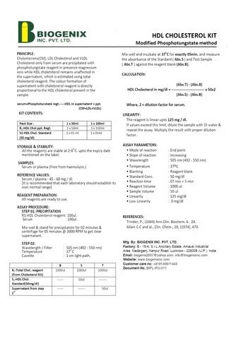 Hdl Cholesterol Ppt At Rs 1575piece In Lucknow Id 2851924092088