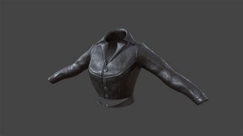 Game Resolution Female Cropped Leather Jacket 3d Model By