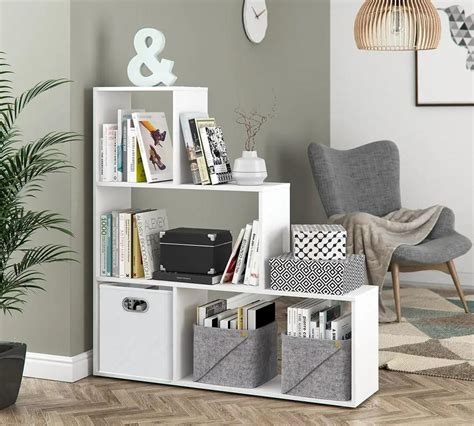 ᐉ Полиця для книг підлогова на 4 комірки 1168х1232х290 мм Білий 75wi • Краща ціна в Києві