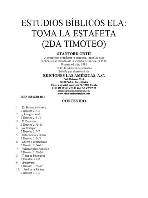 Estudios B Blicos Ela 2da De Timoteo Pdf Pablo El Apóstol Fe