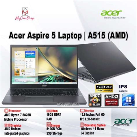 Jual Acer Aspire A Ryzen U Gb Ram Gb Ssd Radeon Fhd Di Seller Mycomshop